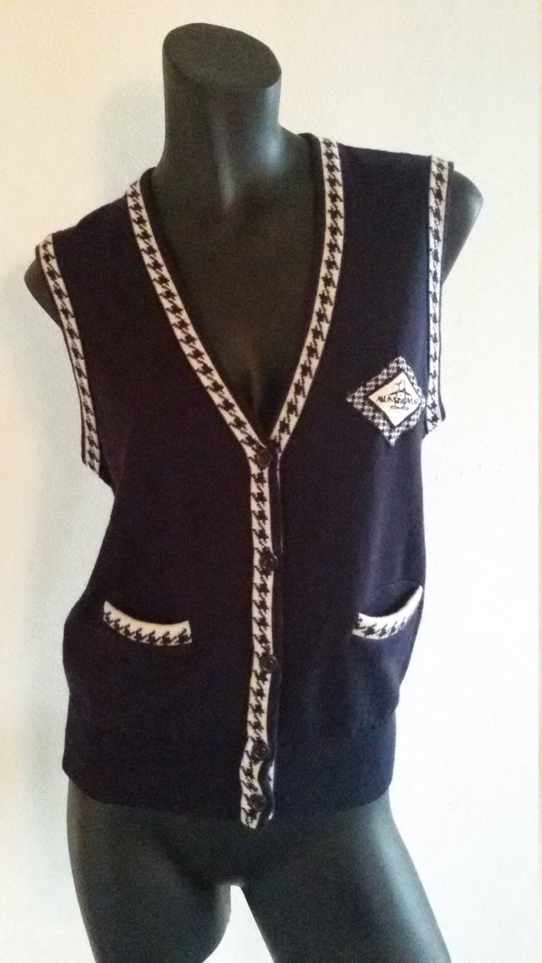 Munsingwear Grand Slam Penguin Knitted Vest, Houndstooth Trim, Golf ...