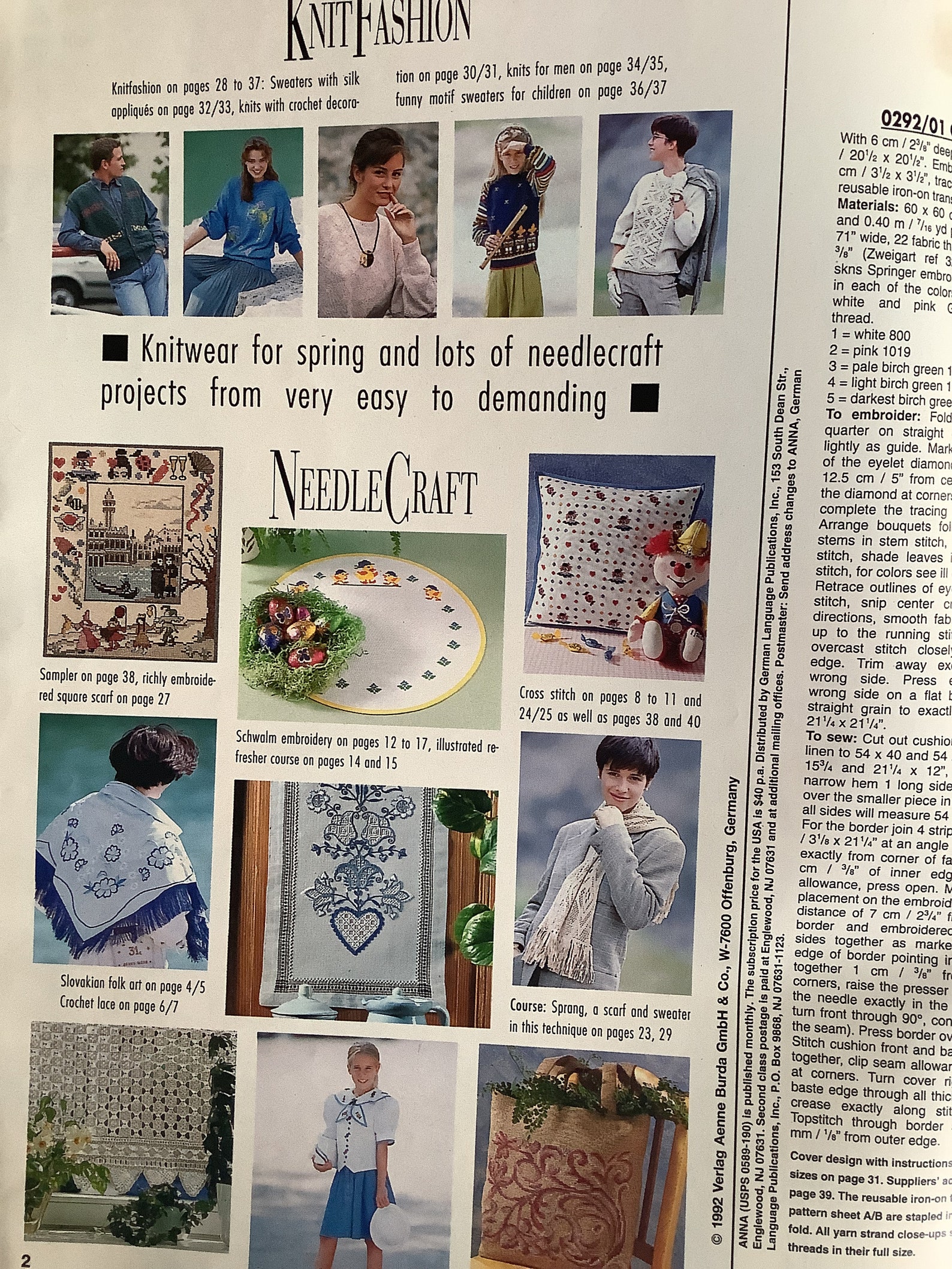 Anna Burda Knitting & Needlecraft Magazine schwalm Embroidery - Etsy
