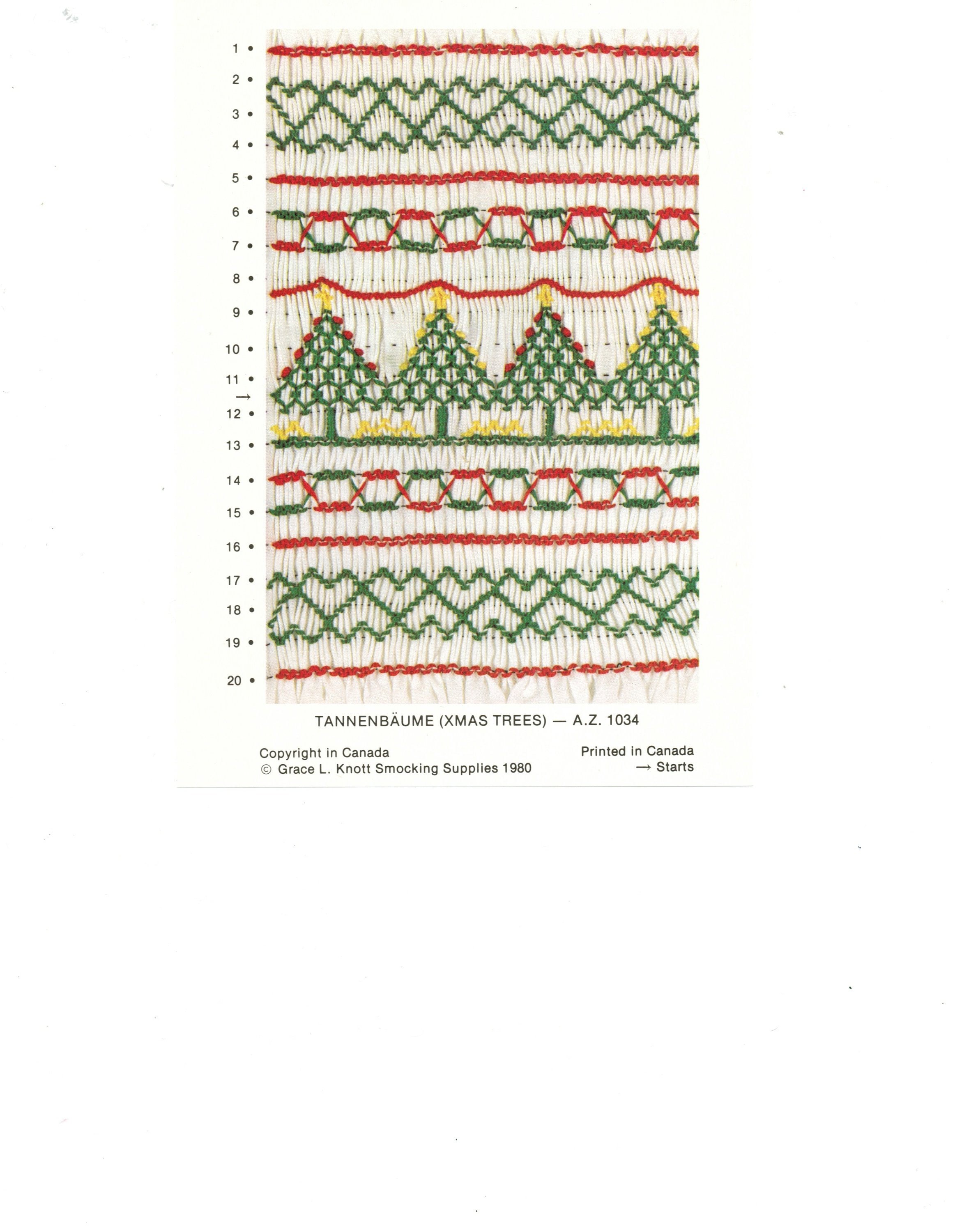 Christmas Tree Smocking Plate, Grace Knott Design. Tannenbaume #1034 - Etsy