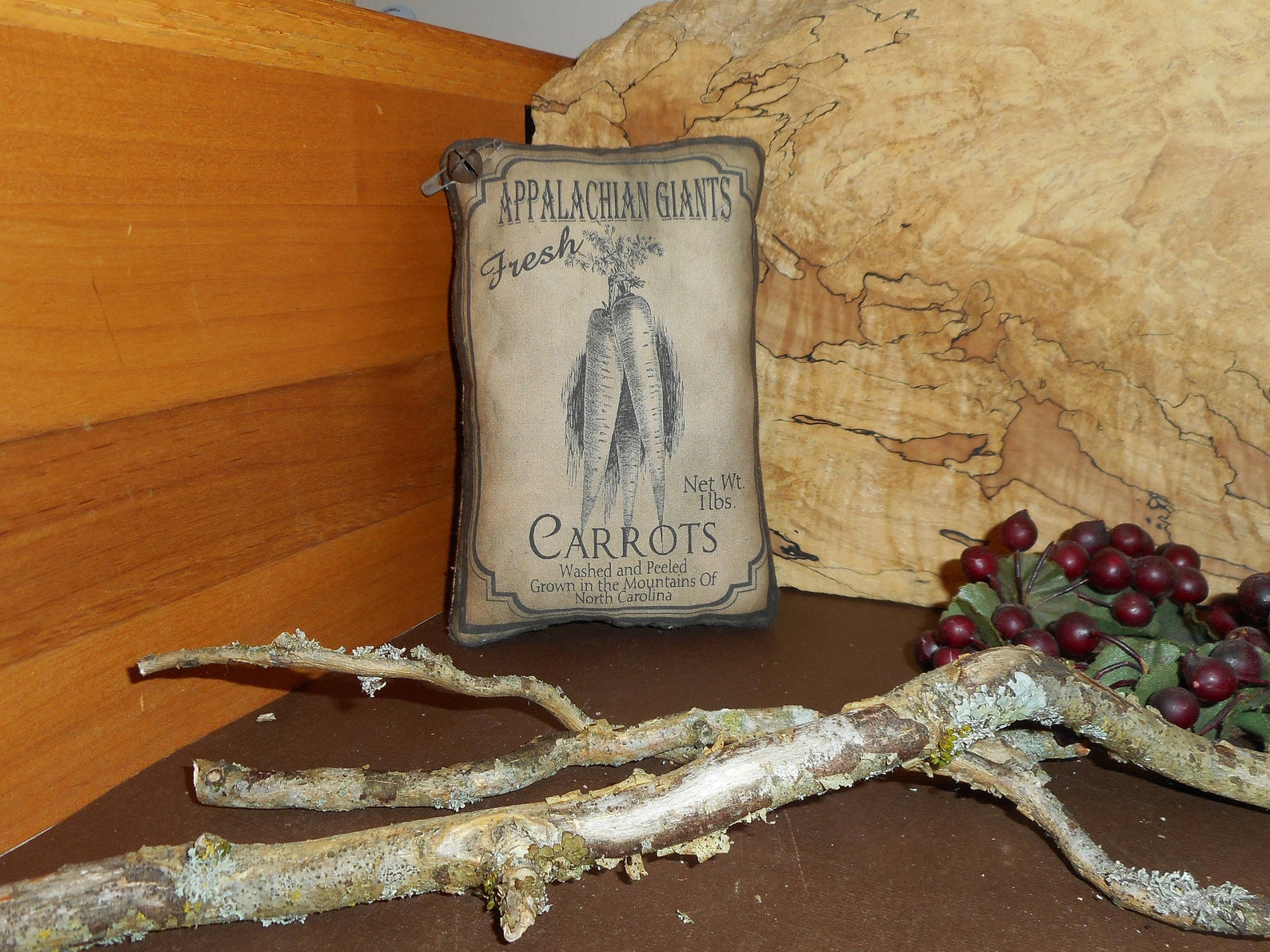 Shelf Pillow Tuck: Primitive Rustic Carrots Americana Pillow | Etsy