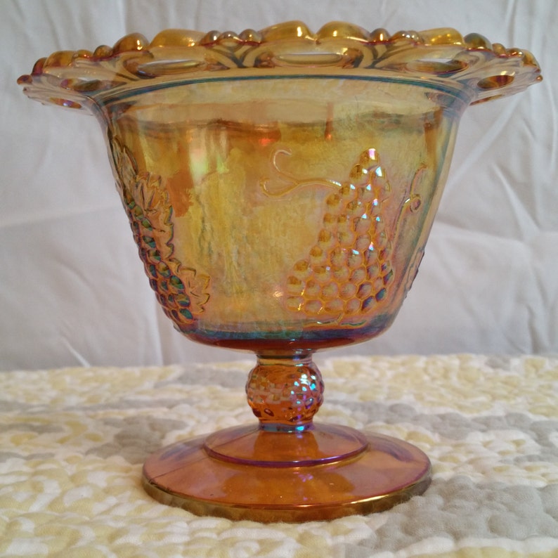Indiana Glass Colony Harvest Amber Carnival Pedestal Spooner no Lid - Etsy