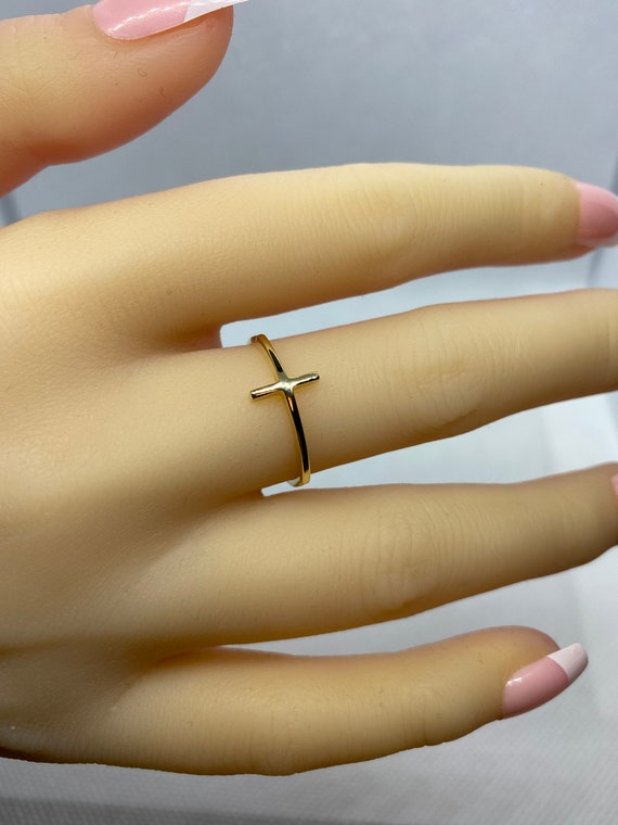 Gold cross ring womens store