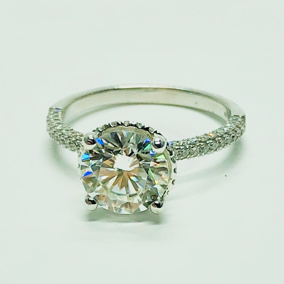 14K White Gold Diamond and Monzonite Engagement Ring - Etsy