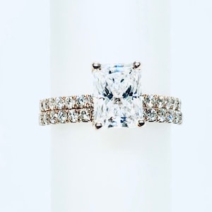 14K Rose Gold Diamond & Monzonite Engagement Ring Set - Etsy