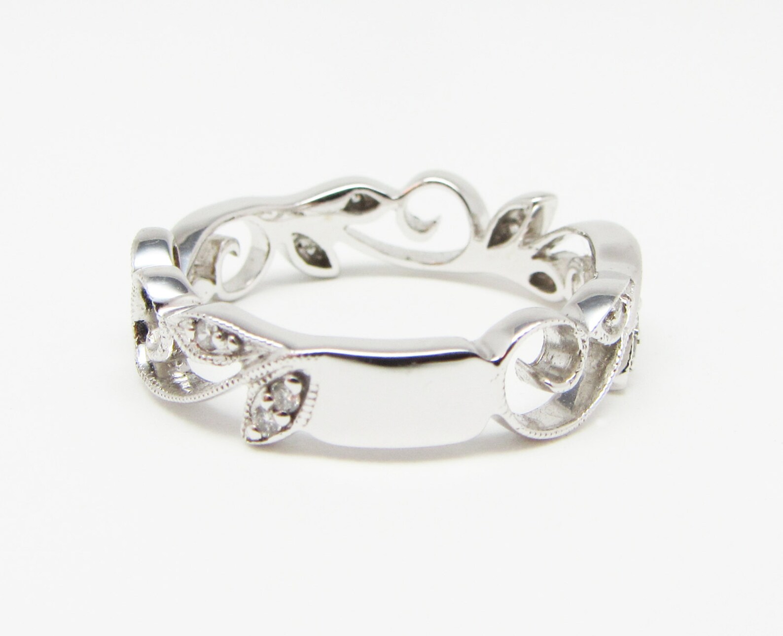 14K White Gold Stackable Diamond Ring - Etsy