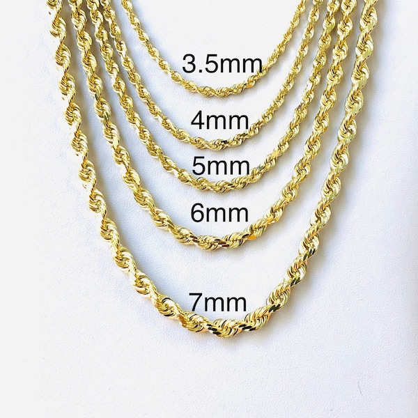 14k 5mm Diamond Cut Rope Chain - Etsy