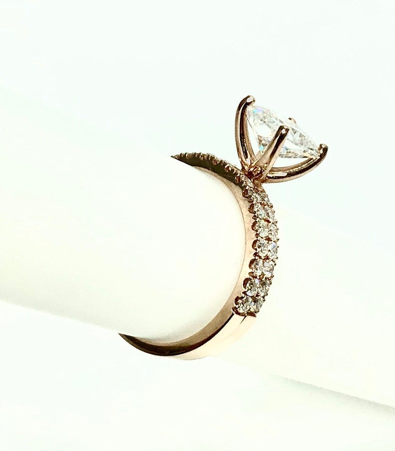 14K Rose Gold Diamond & Monzonite Engagement Ring Set - Etsy