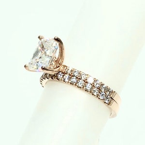 14K Rose Gold Diamond & Monzonite Engagement Ring Set - Etsy