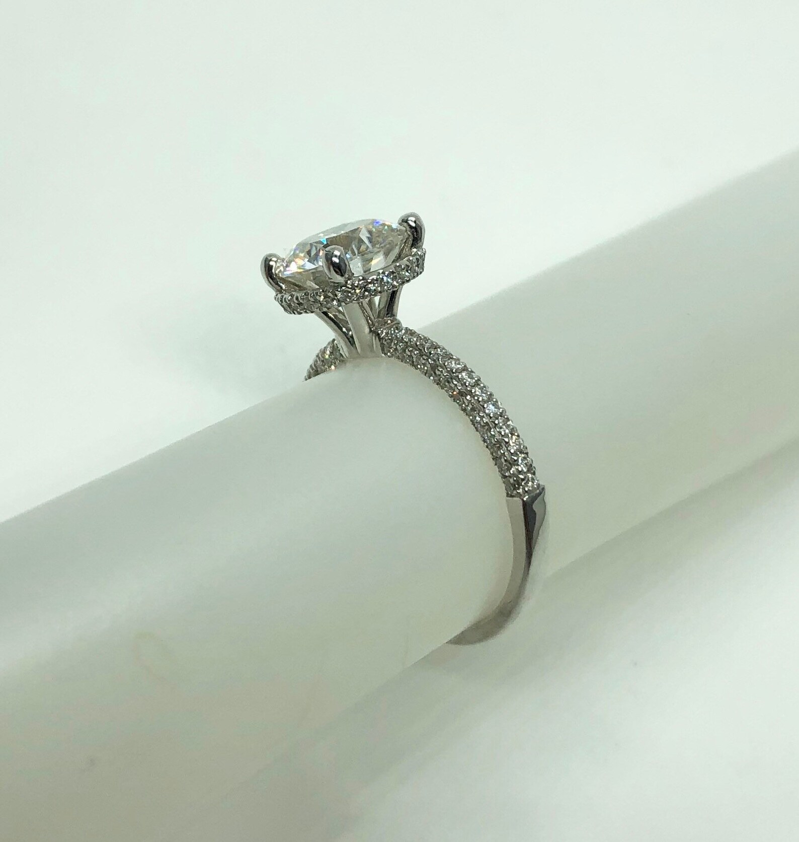 14K White Gold Diamond and Monzonite Engagement Ring - Etsy