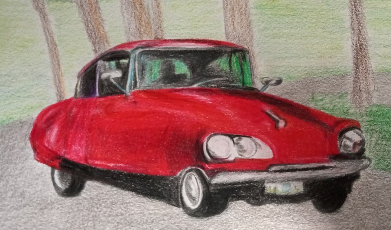 1972 Citroen Ds Colored Pencil Drawing, Digital Downloadable File, Car ...