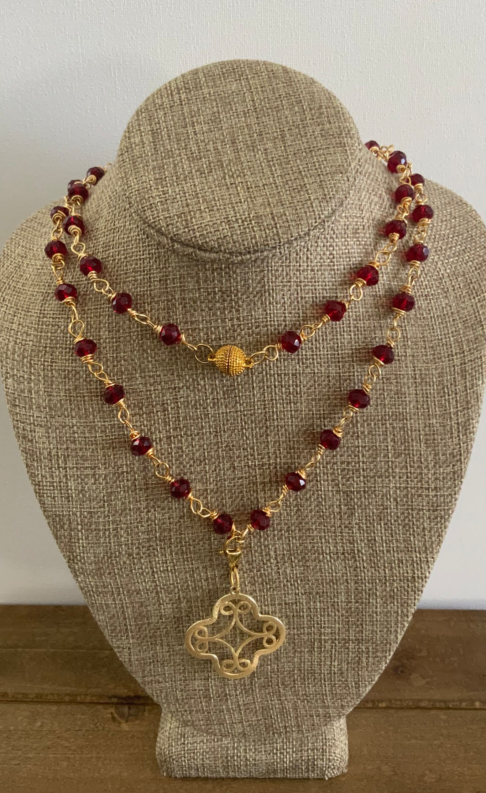 Ruby Rose Rosary Necklace - Etsy