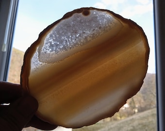 Large Agate, Quartz Crystal, Slice Coaster ,home Ornament, Rainbow ...