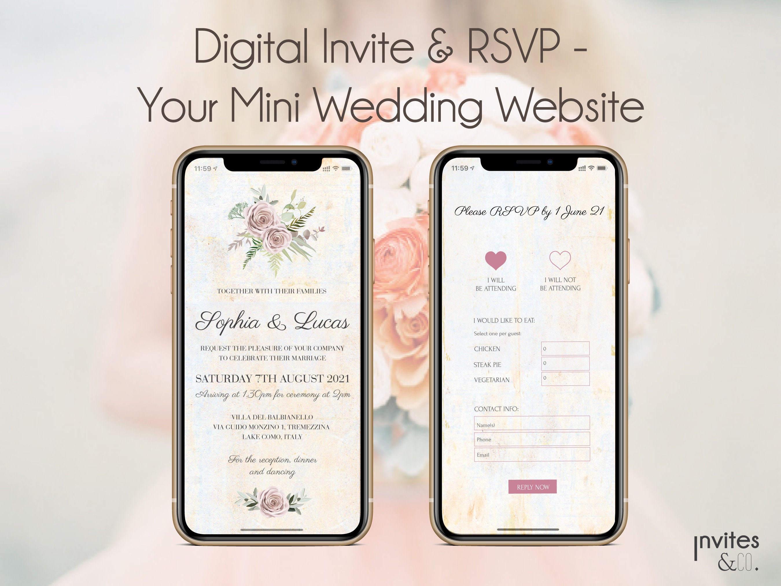 Digital Wedding Invitation & RSVP Mini Wedding Website | Etsy
