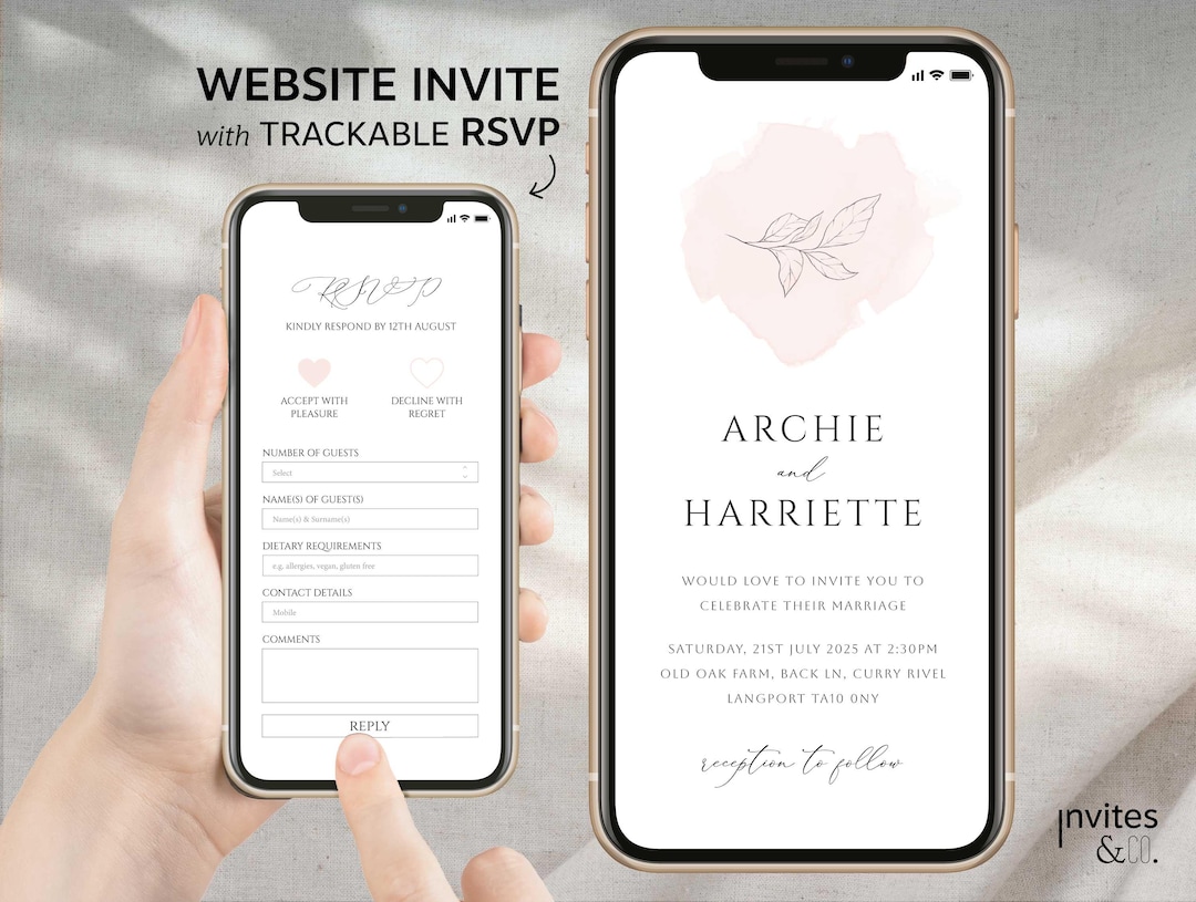 Digital Wedding Invite & RSVP - Trackable RSVP - Mini Wedding Website ...