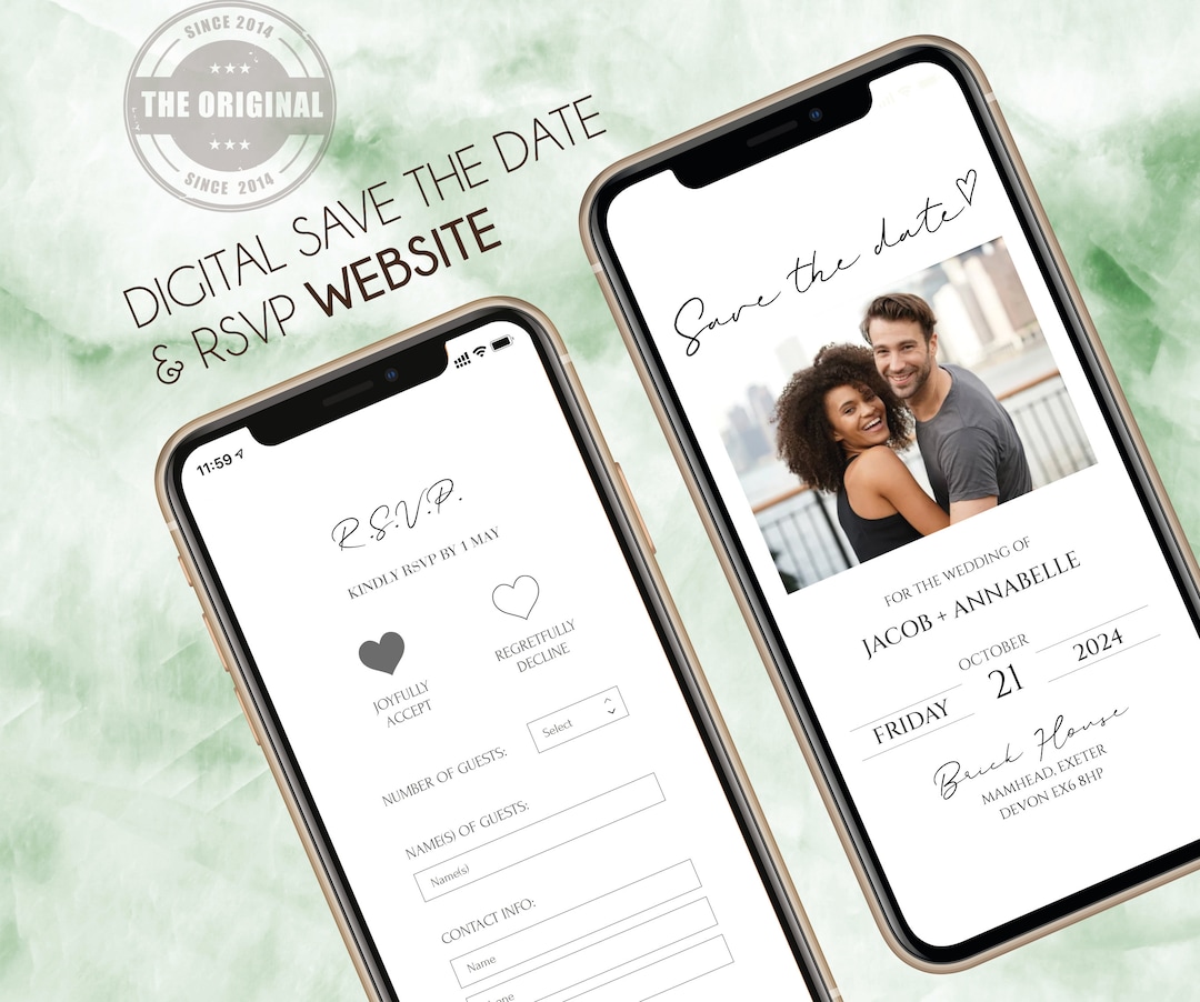 Digital Save the Date & RSVP Mini Wedding Website Celebrate Elegant ...