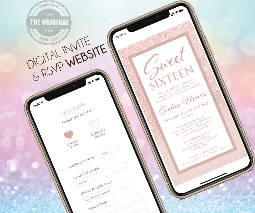 Digital Birthday Invitation & RSVP - Mini Birthday Website - Pink ...