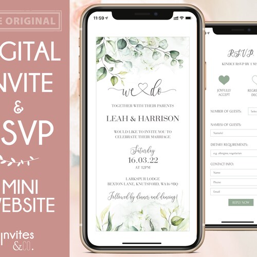 Rustic Electronic Wedding Invitation Woodland Wedding Invite - Etsy