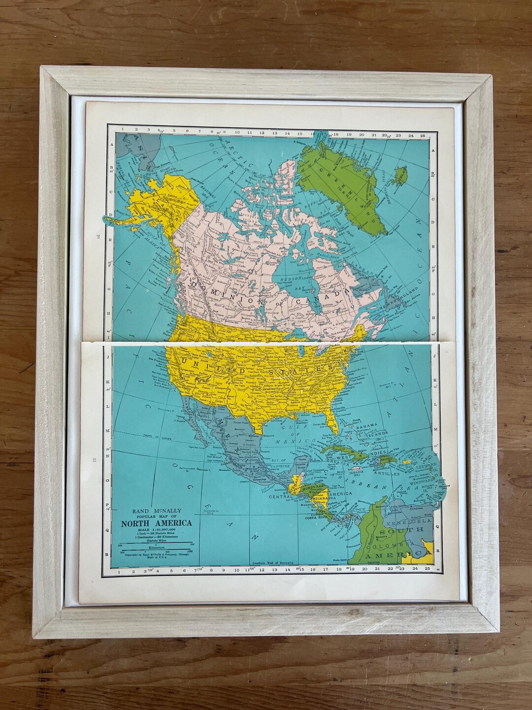 1930’s Vintage North America WWII Era Map, Antique Framed World Map ...