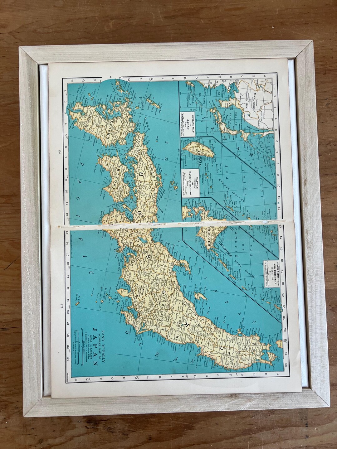 1930’s Vintage Japan WWII Era Map, Vintage Map, Antique Framed Map of ...