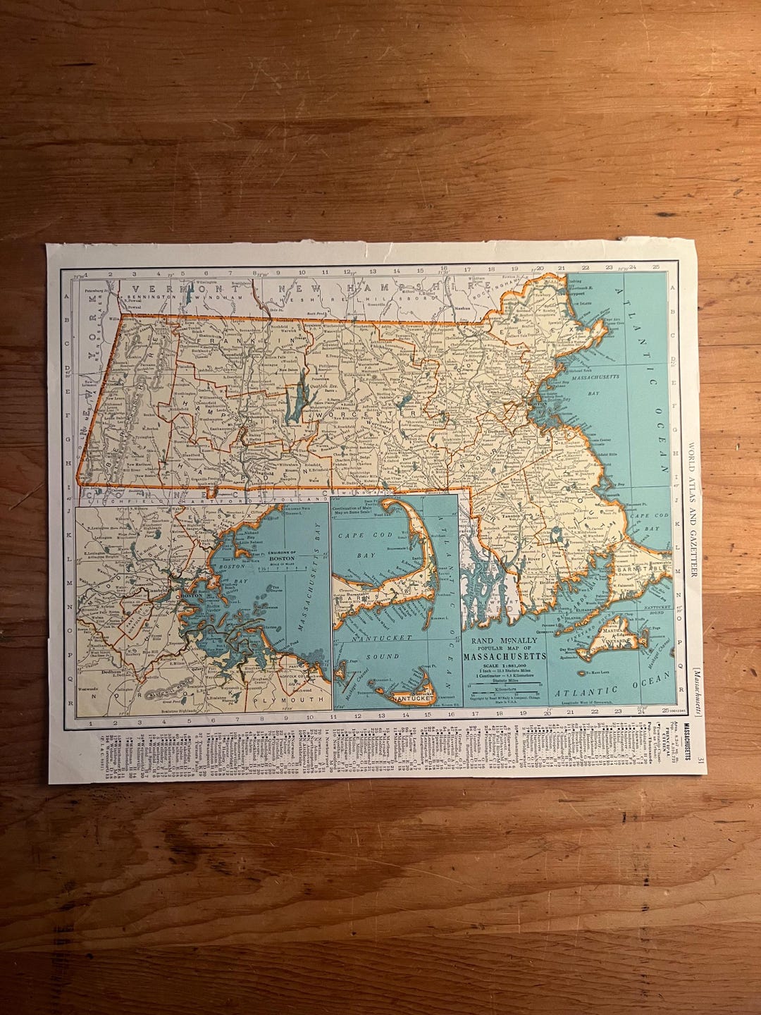 1930s Vintage US Map, Massachusetts WWII Era Map, Antique Framed Map ...