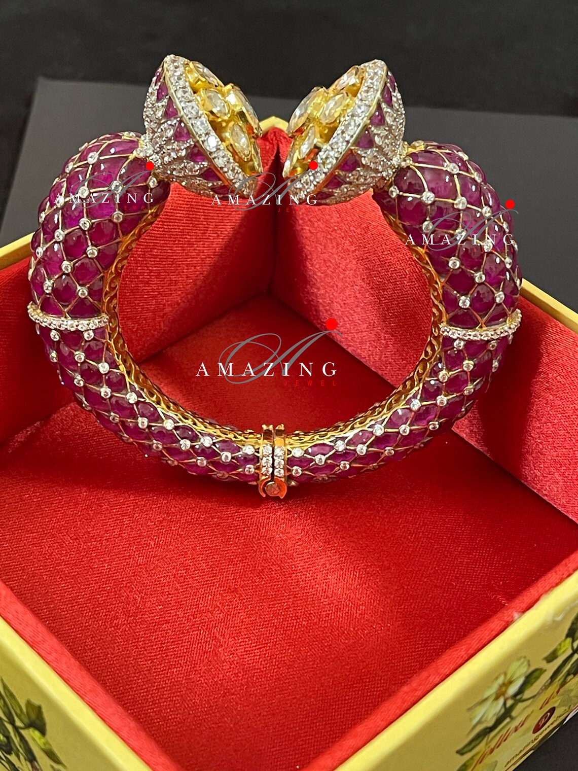 Silver Moissanite Polki Hydro Ruby Bangles925 Silver Bangle - Etsy