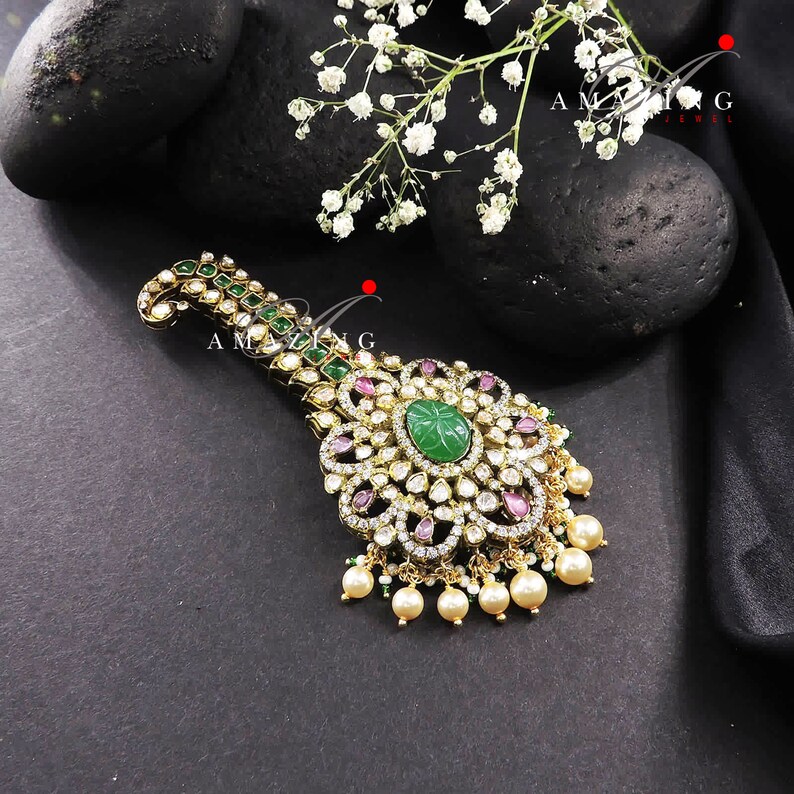 Silver Moissanite Polki Kilangi, Accessories, Moissanite Polki Turban ...