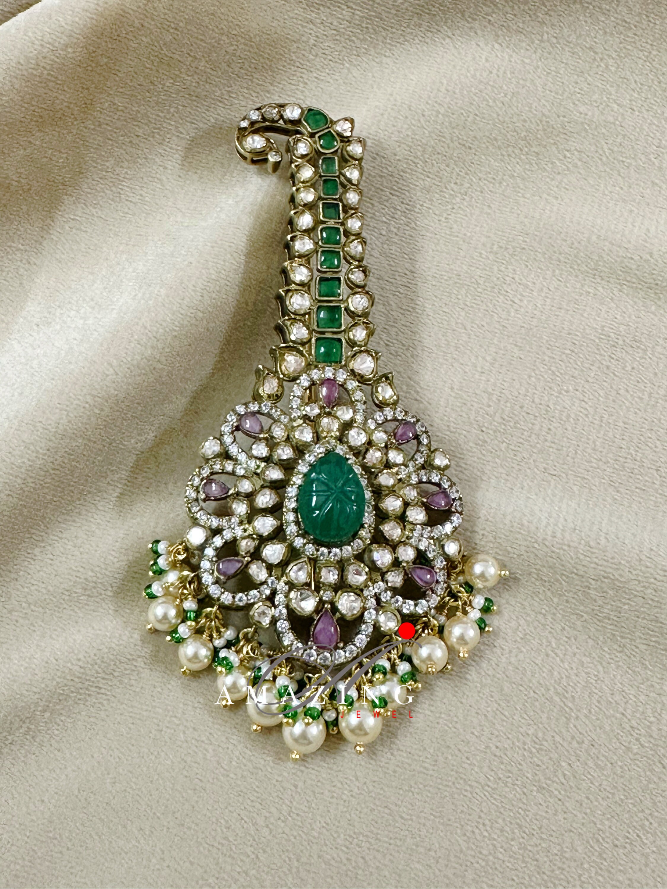 Silver Moissanite Polki Kilangi, Accessories, Moissanite Polki Turban ...