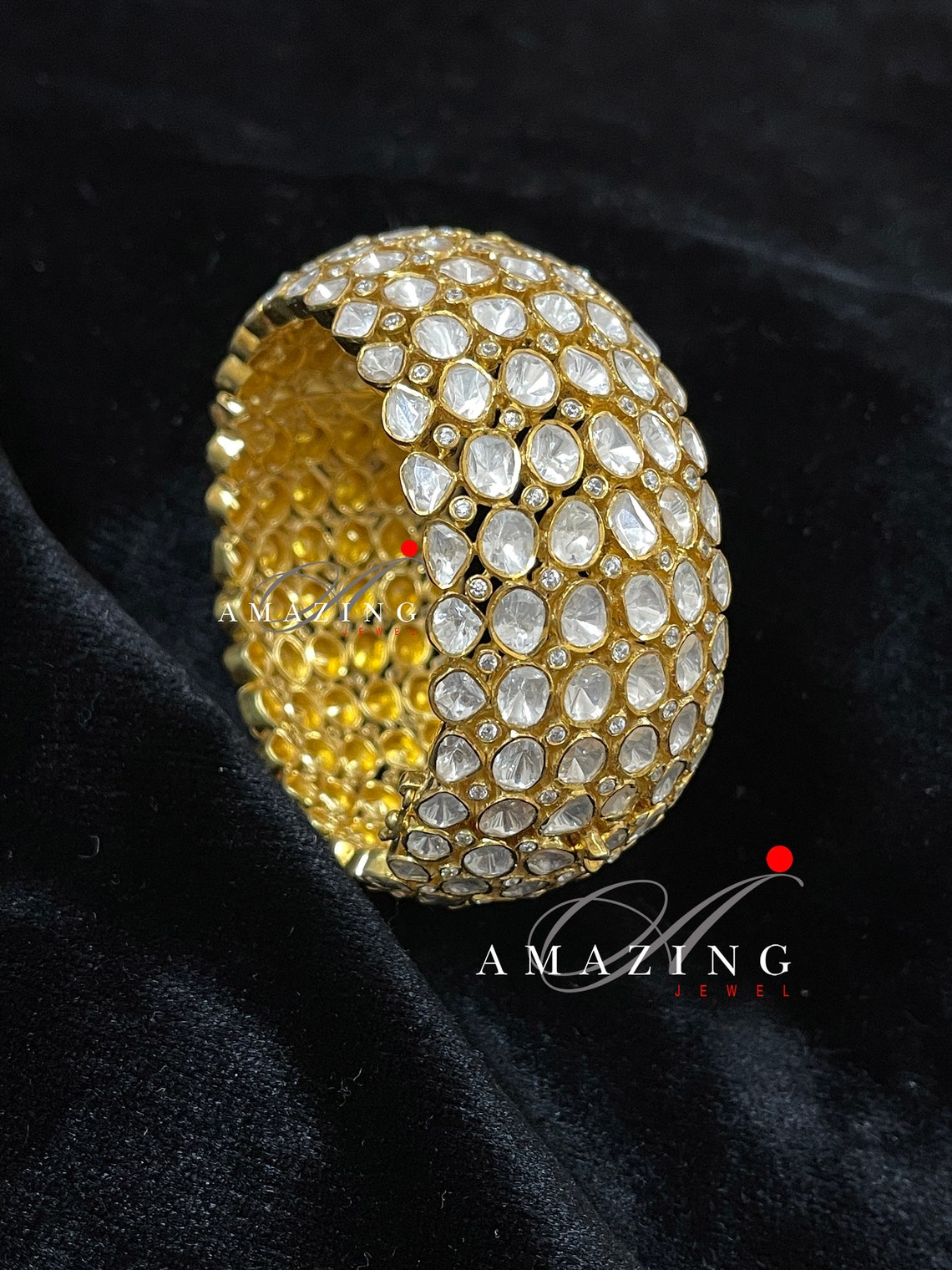 Silver Moissanite Polki Banglesindian Traditional Polki - Etsy