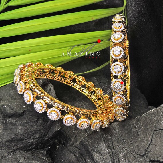 Silver Swarovski Cubic Zirconia Bangle Traditional Bangles Bangles 925 Silver Studded Bangles Indian Wedding Jewellery Diamond Bangles Etsy