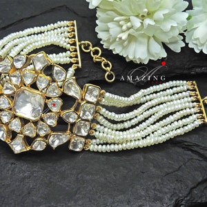 Silver Moissanite Polki Bracelet,moissanite Polki Bracelets,indian Traditional Bracelets ...