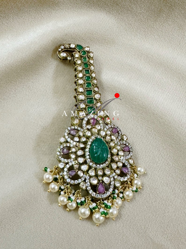 Silver Moissanite Polki Kilangi, Accessories, Moissanite Polki Turban ...