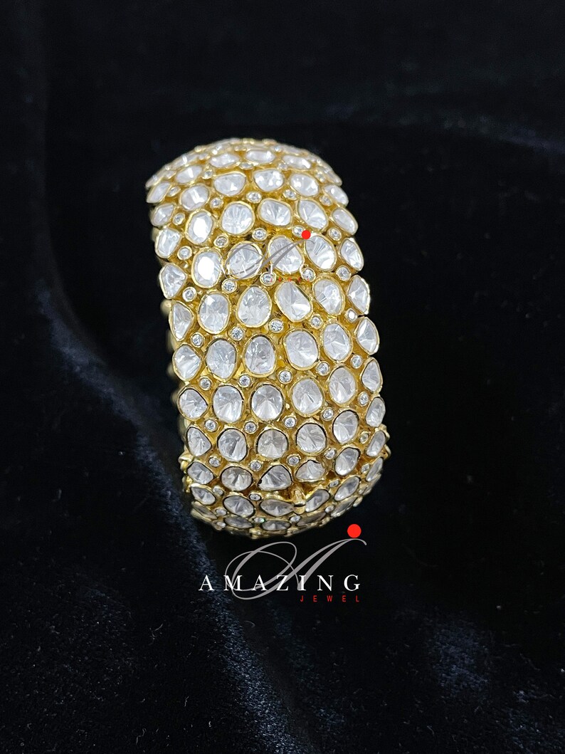 Silver Moissanite Polki Banglesindian Traditional Polki - Etsy