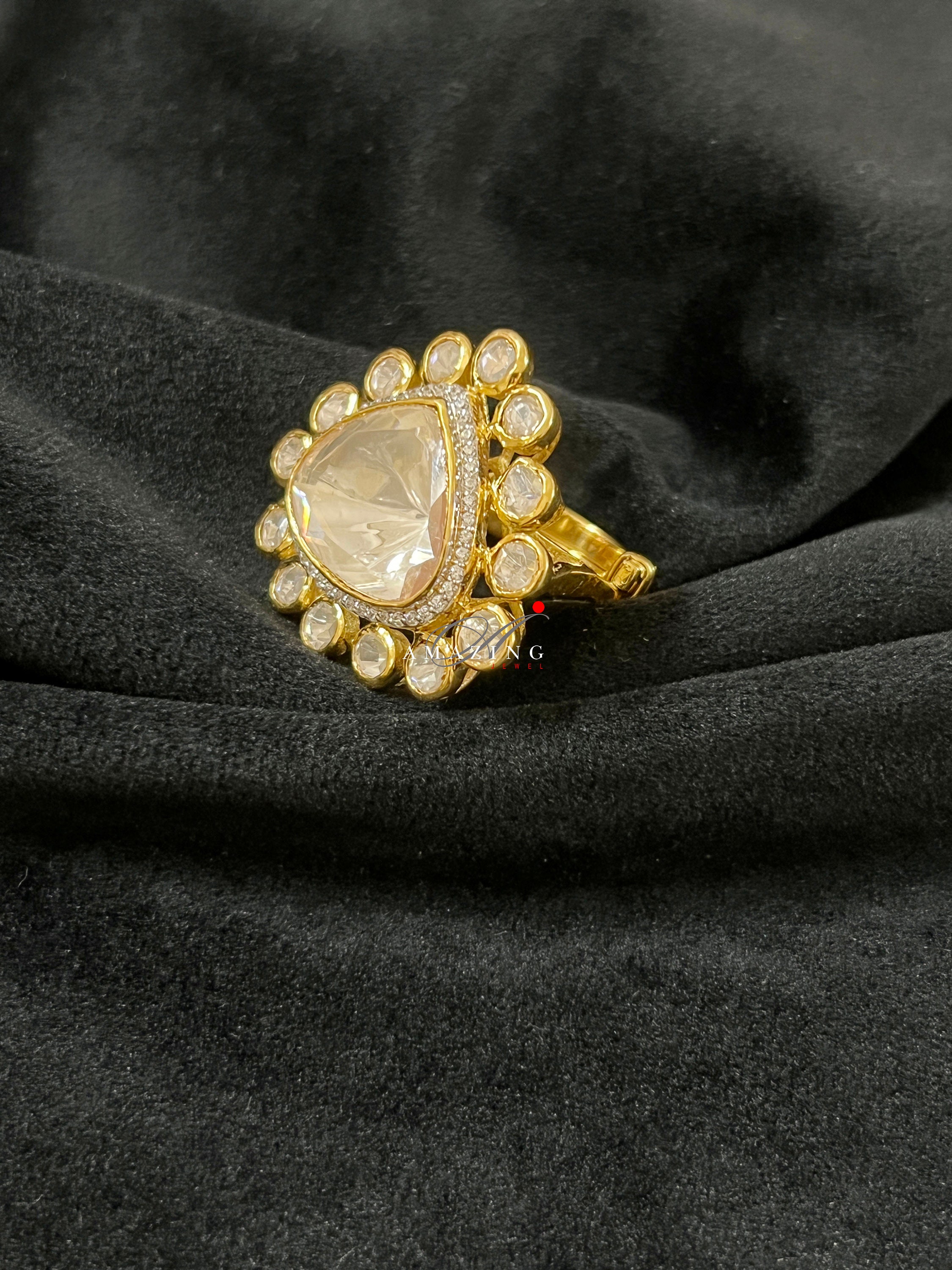 Silver Moissanite Polki Ring Traditional Polki Ring Polki - Etsy