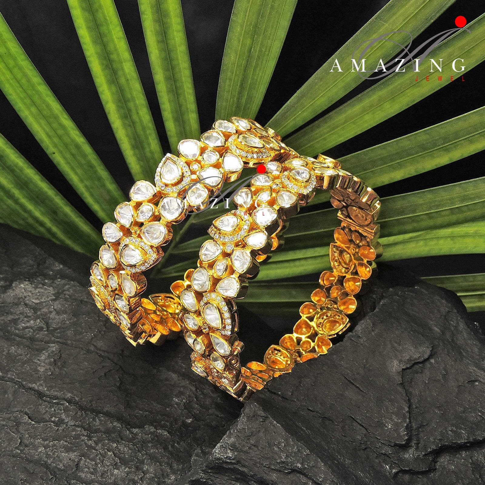 Silver Bangle Polki Bangle Moissanite Polki Opennable Bangle Wedding Jewelery Bridal Bangle Fashion Jewelery Travel Jewelery
