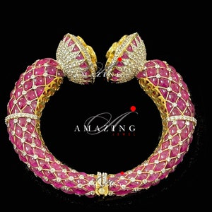 Silver Moissanite Polki Hydro Ruby Bangles925 Silver Bangle - Etsy