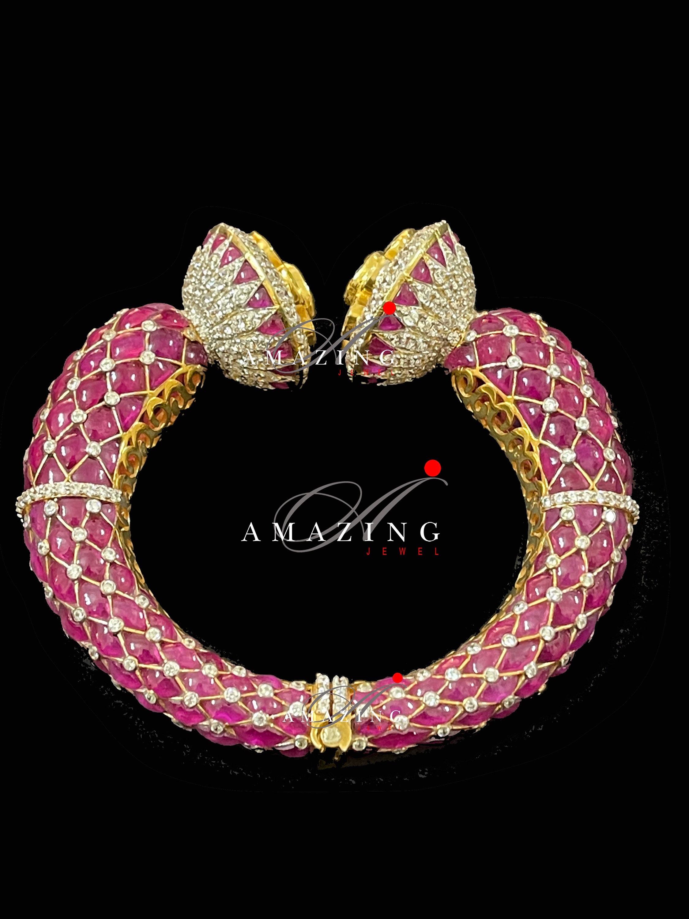 Silver Moissanite Polki Hydro Ruby Bangles925 Silver Bangle | Etsy