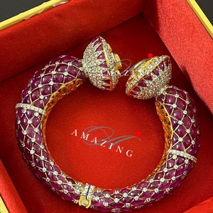 Silver Moissanite Polki Hydro Ruby Bangles,925 Silver Bangle, Bridal Polki Bangle ,indian ...