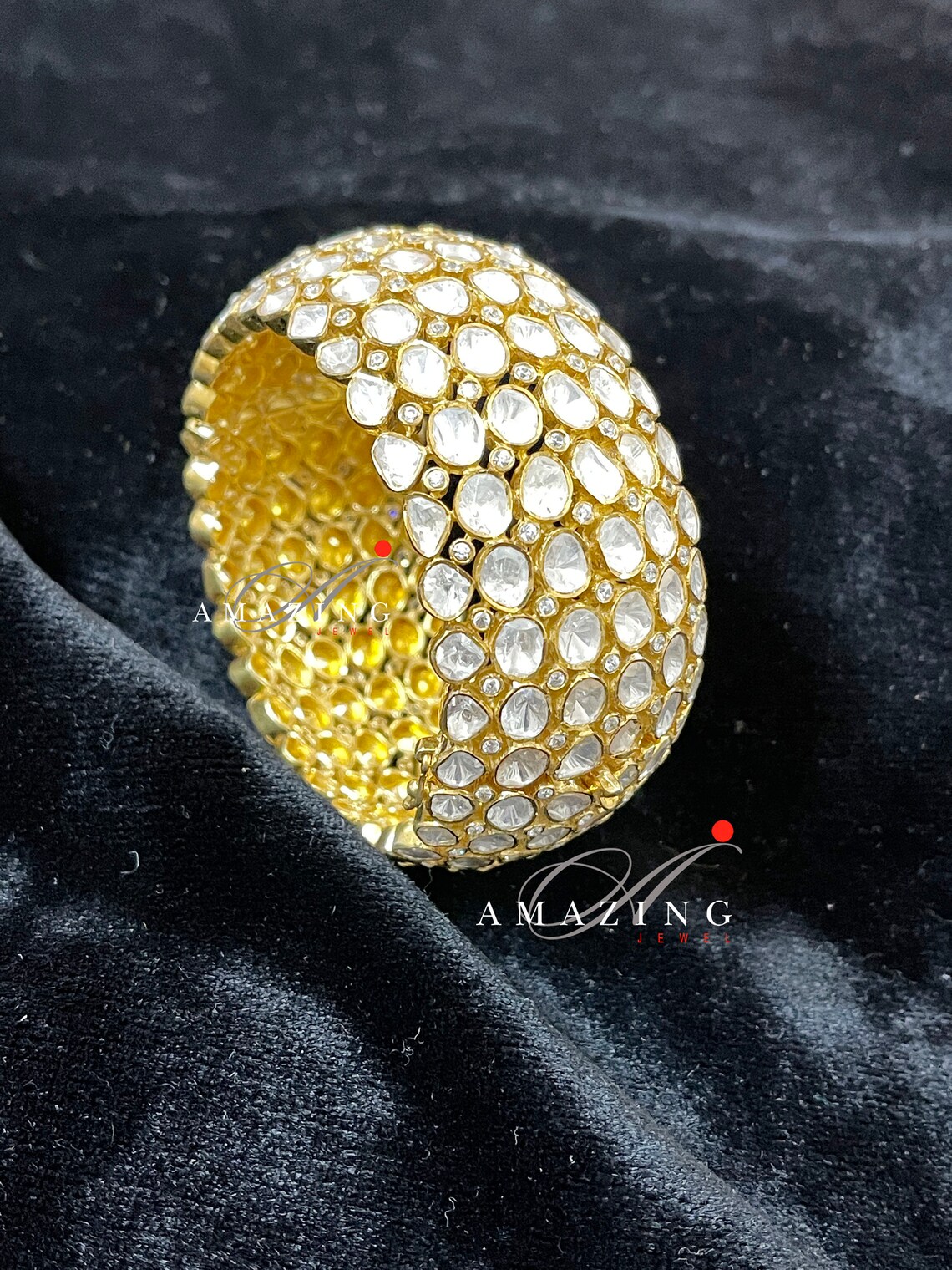 Silver Moissanite Polki Banglesindian Traditional Polki - Etsy