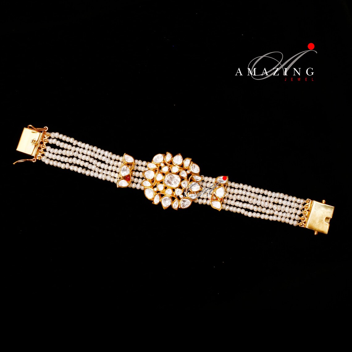 Silver Moissanite Polki Bracelet,moissanite Polki Bracelets,indian Traditional Bracelets ...