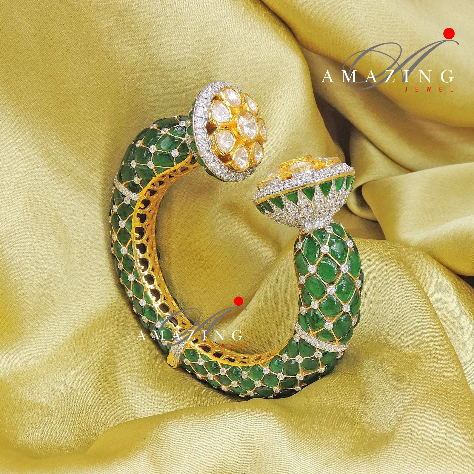 Silver Moissanite Polki Hydro Ruby Bangles,925 Silver Bangle, Bridal Polki Bangle ,indian ...