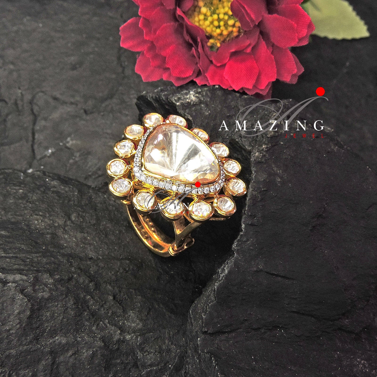 Silver Moissanite Polki Ring Traditional Polki Ring Polki - Etsy