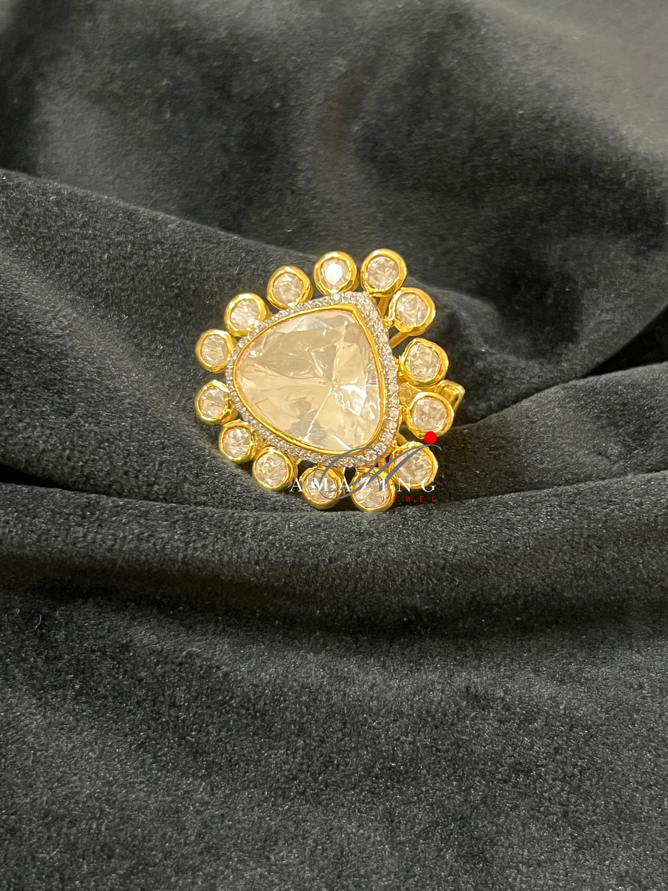 Silver Moissanite Polki Ring Traditional Polki Ring Polki - Etsy