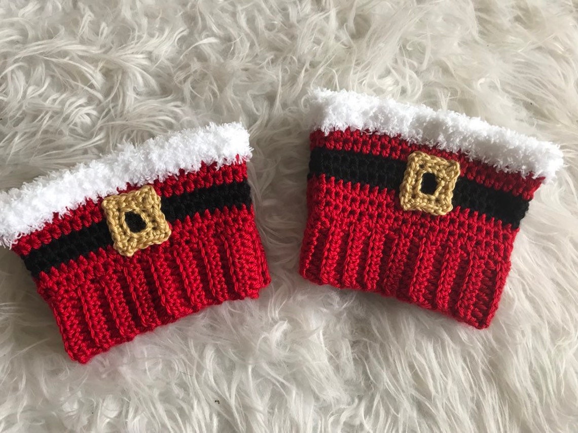 Santa Boot Cuffs- Crochet Santa Boot Cuffs- Ugly Sweater - Christmas ...