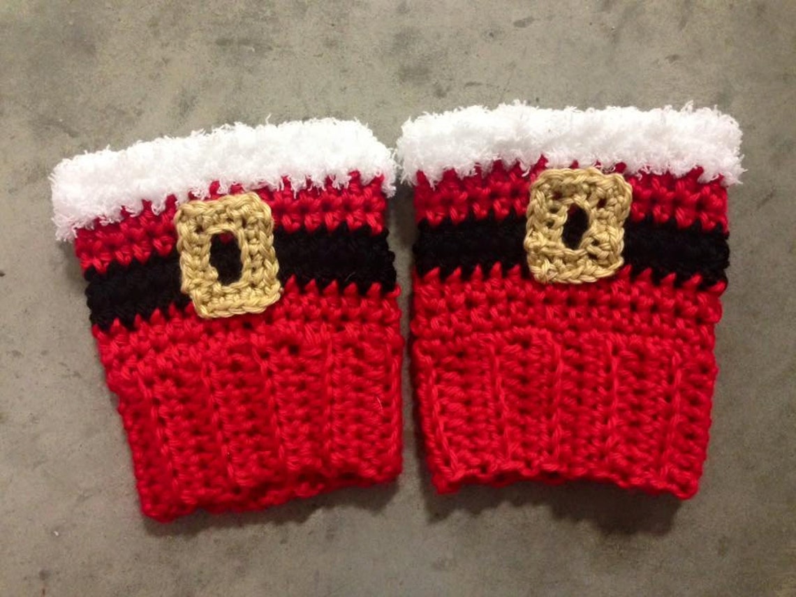 Santa Boot Cuffs- Crochet Santa Boot Cuffs- Ugly Sweater - Christmas ...