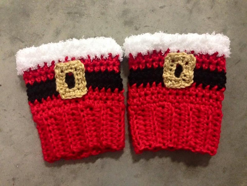 Santa Boot Cuffs- Crochet Santa Boot Cuffs- Ugly Sweater - Christmas ...