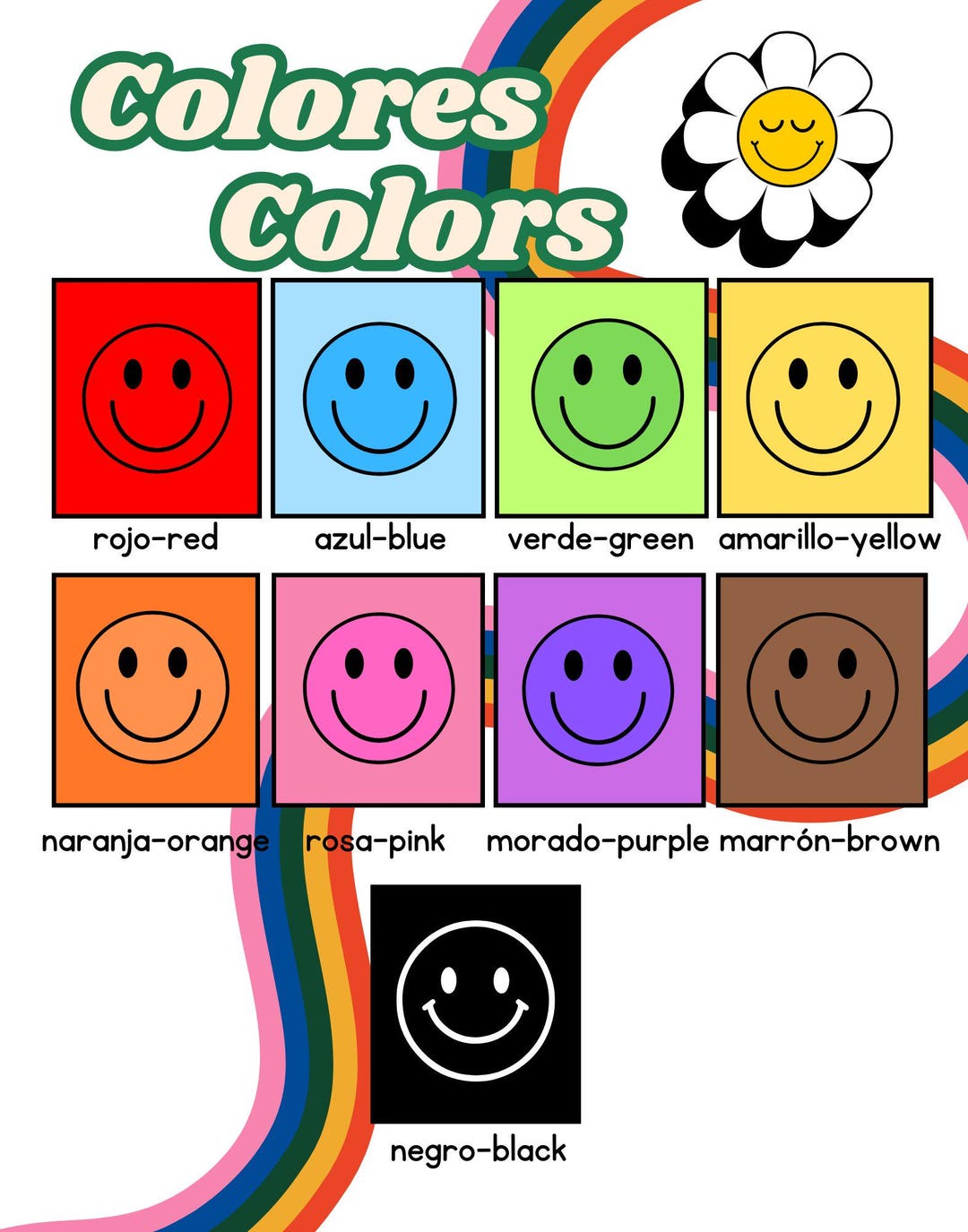 Learning Colors Poster Spanish and English - Etsy