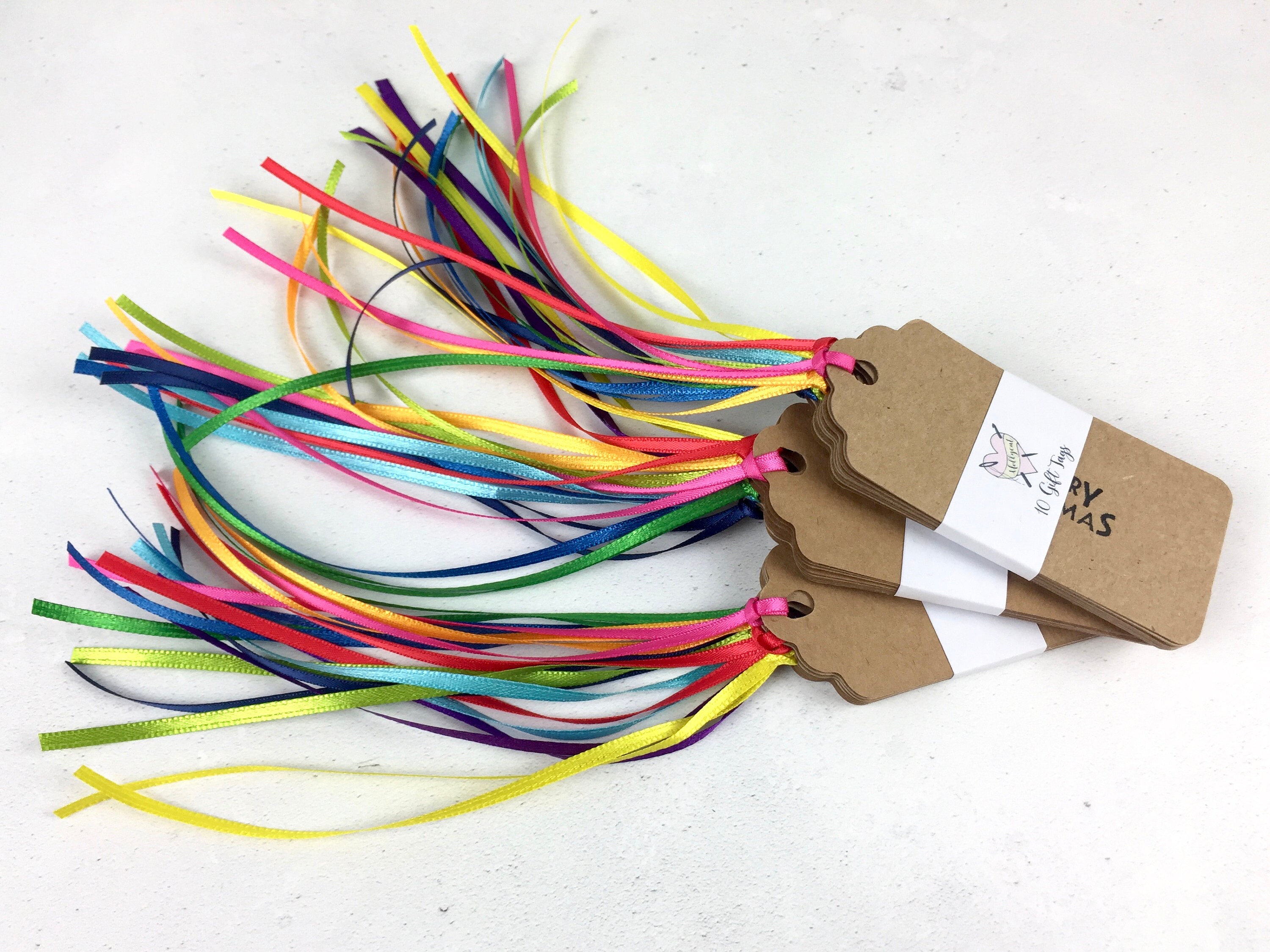 Christmas rainbow gift tags 10 X Kraft gift tags | Etsy