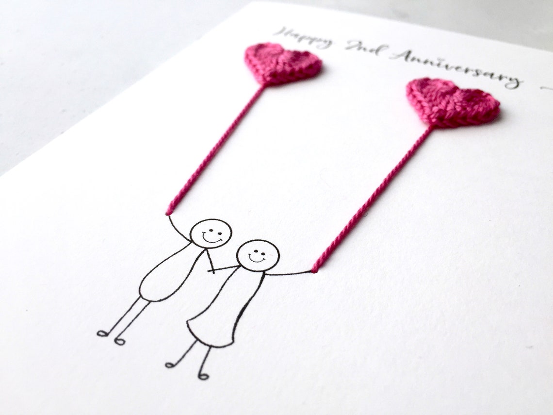 2nd Anniversary Card Cotton Wedding Anniversary - Etsy