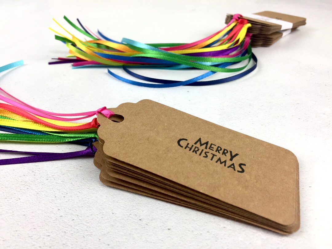 Christmas Rainbow Gift Tags - 10 X Kraft Gift Tags - Etsy UK