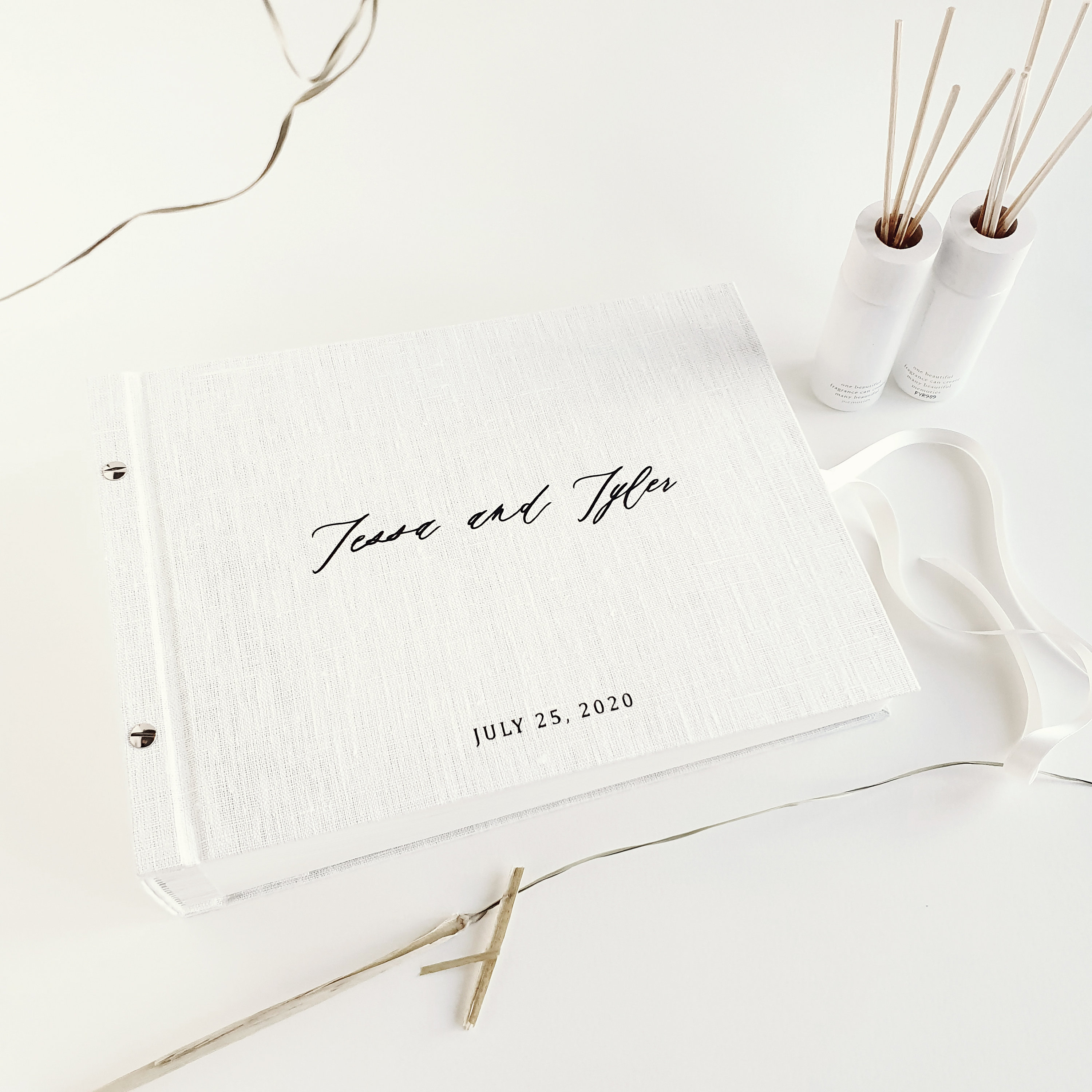 Minimalist Linen Guest Book With Blank Pages or With Pockets - Etsy
